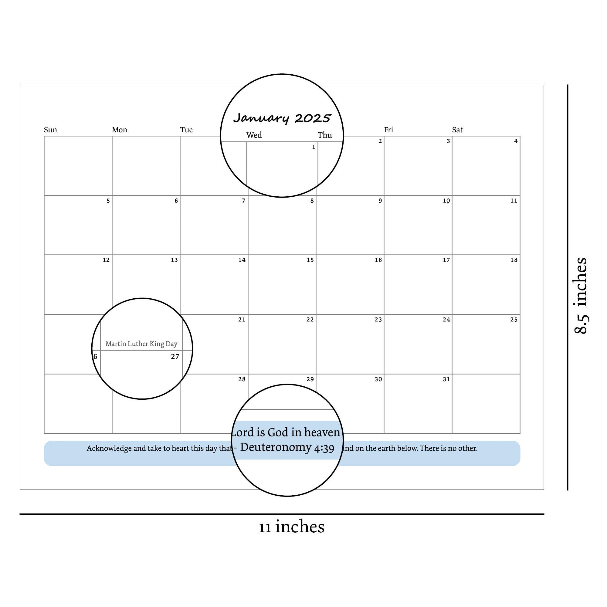 2025 Bible Calendar Printable PDF 12 Monthly Calendars With Bible ...
