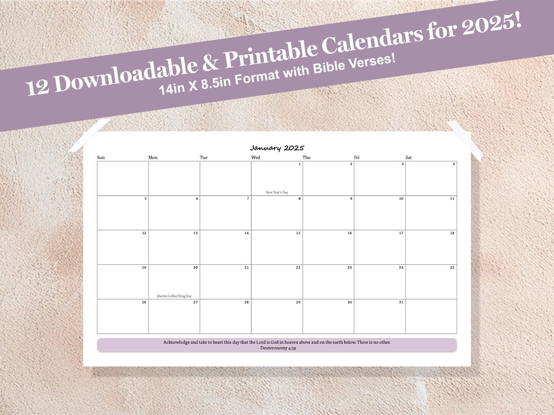 2025 Printable Calendars, Digital Christian Calendar, Monthly Planner ...