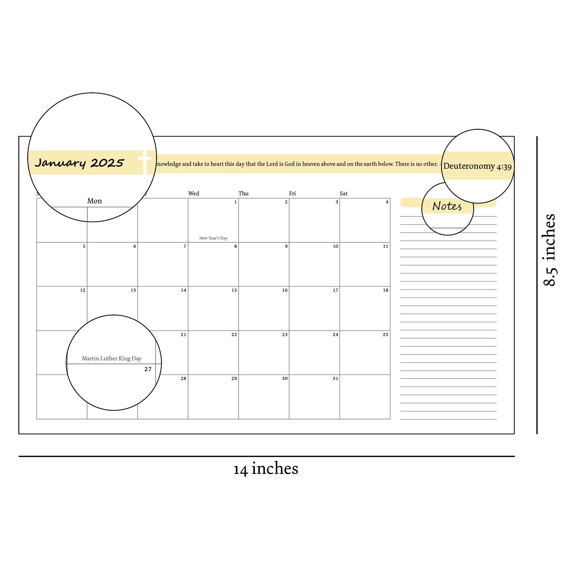 2025 Printable Calendar Set 12 Bible Verse Calendars With US Holidays ...