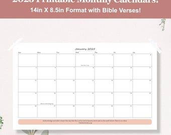 2025 Bible Calendar Printable PDF 12 Monthly Calendars With Bible ...