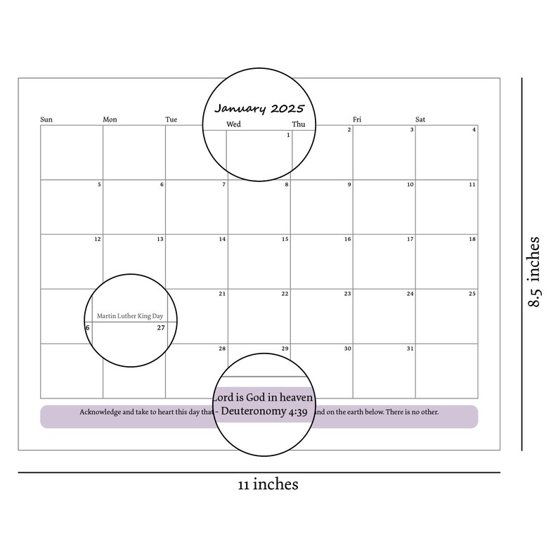 2025 Bible Scripture DIGITAL Calendar PDF, 12 Printable Christian ...
