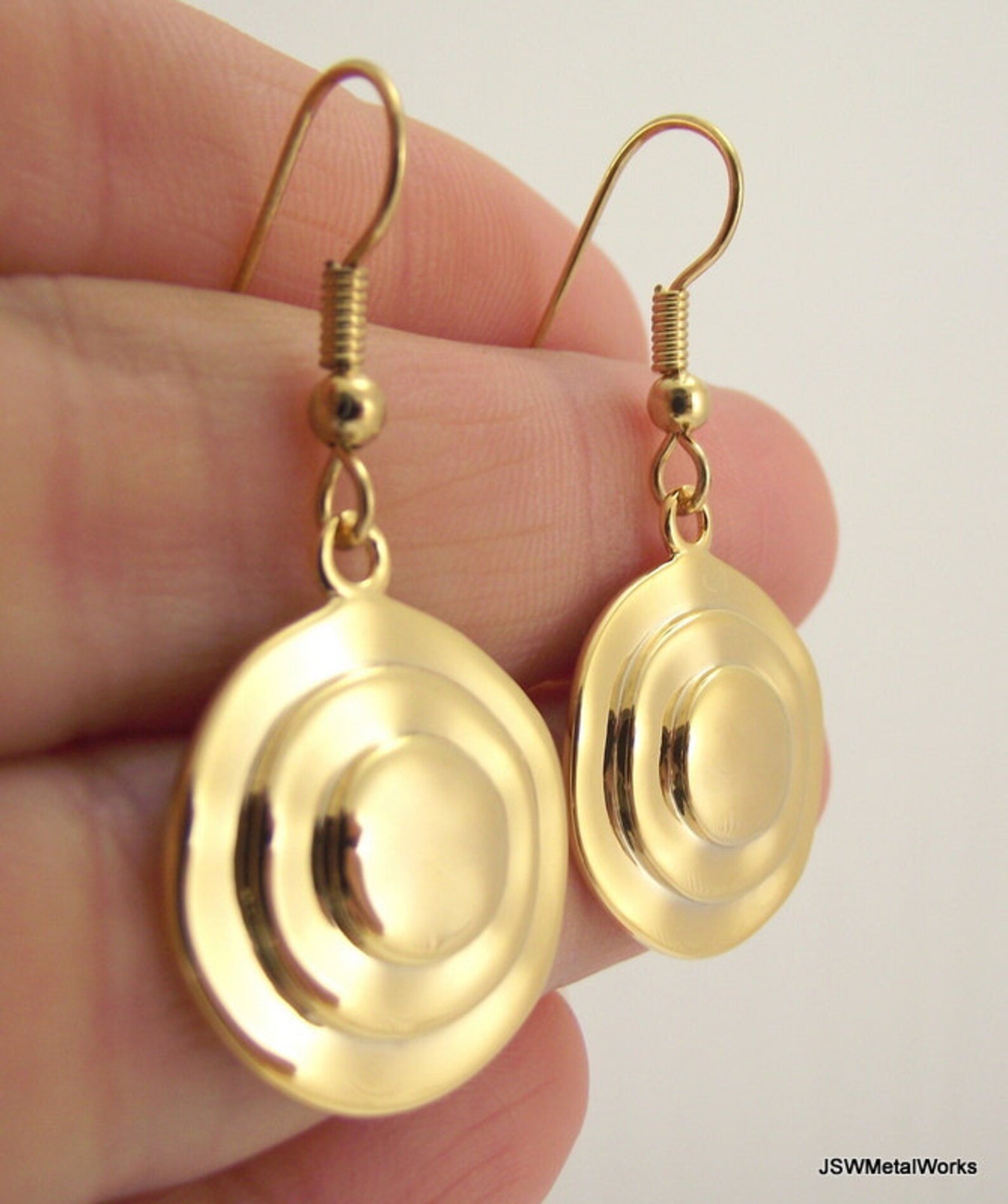Small Shiny Gold Geometric Circle Earrings, Gold Round Earrings - Etsy