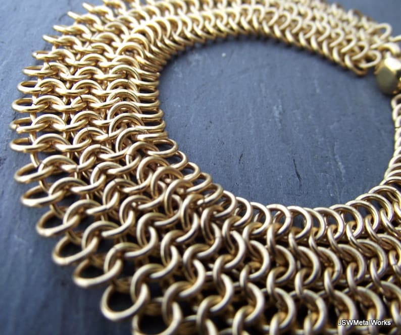 Handmade Brass European Chainmail Cuff Bracelet Brass | Etsy