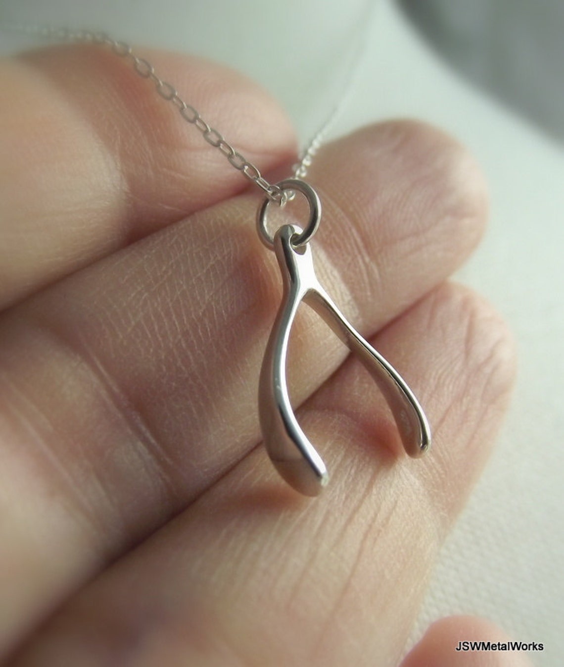 Minimalist Sterling Silver Wishbone Necklace Make a Wish Good | Etsy