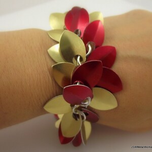 Red and Gold Shag Anodized Aluminum Bracelet Scalemail - Etsy