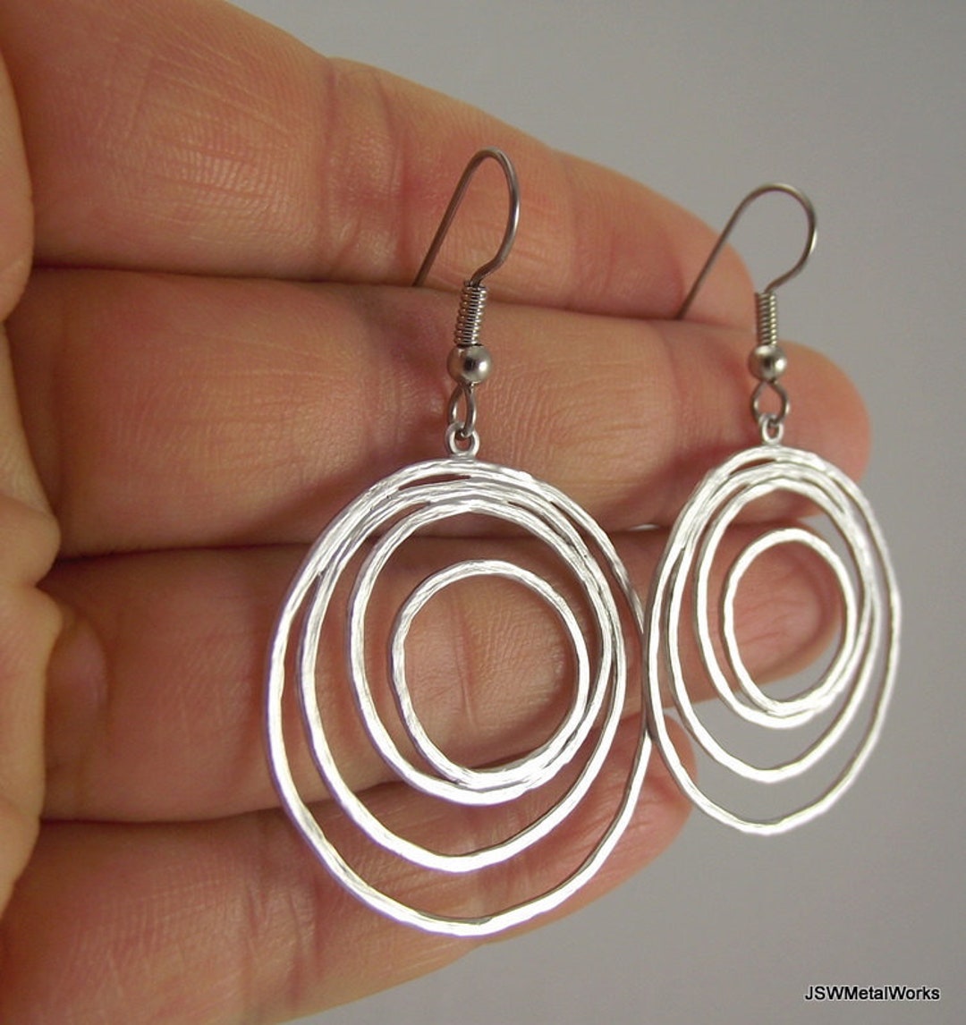 Silver Round Organic Loopy Earrings Wedding Bride Bridesmaid - Etsy
