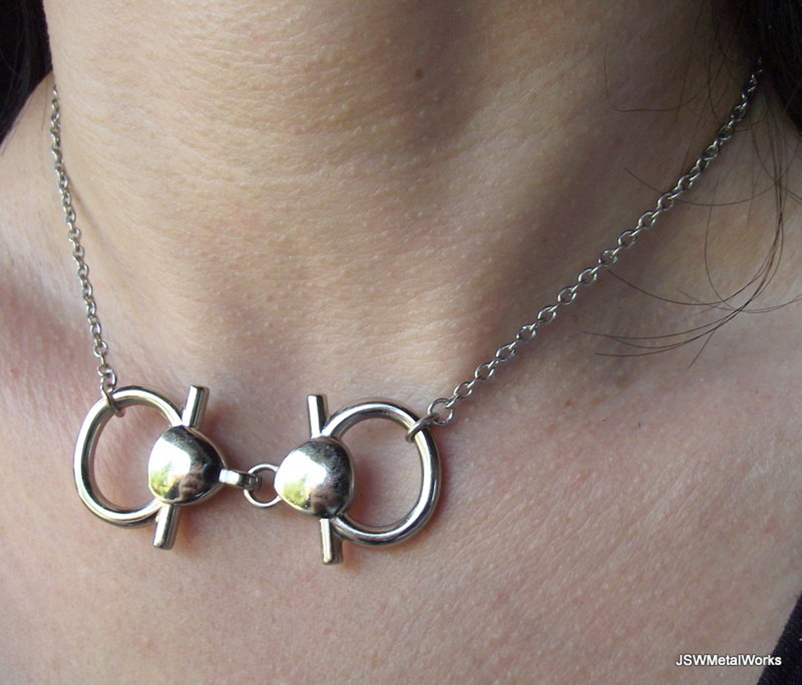 Modern Handcuff Necklace Choker Unique Platinum Plated Subtle - Etsy