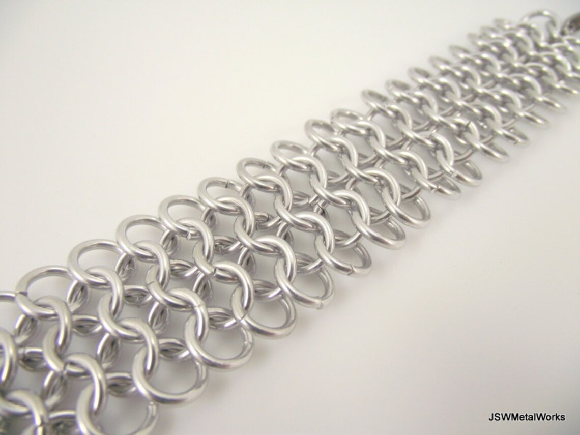 Bold Silver Aluminum Chainmail Cuff, Chunky Statement Chainmaille ...