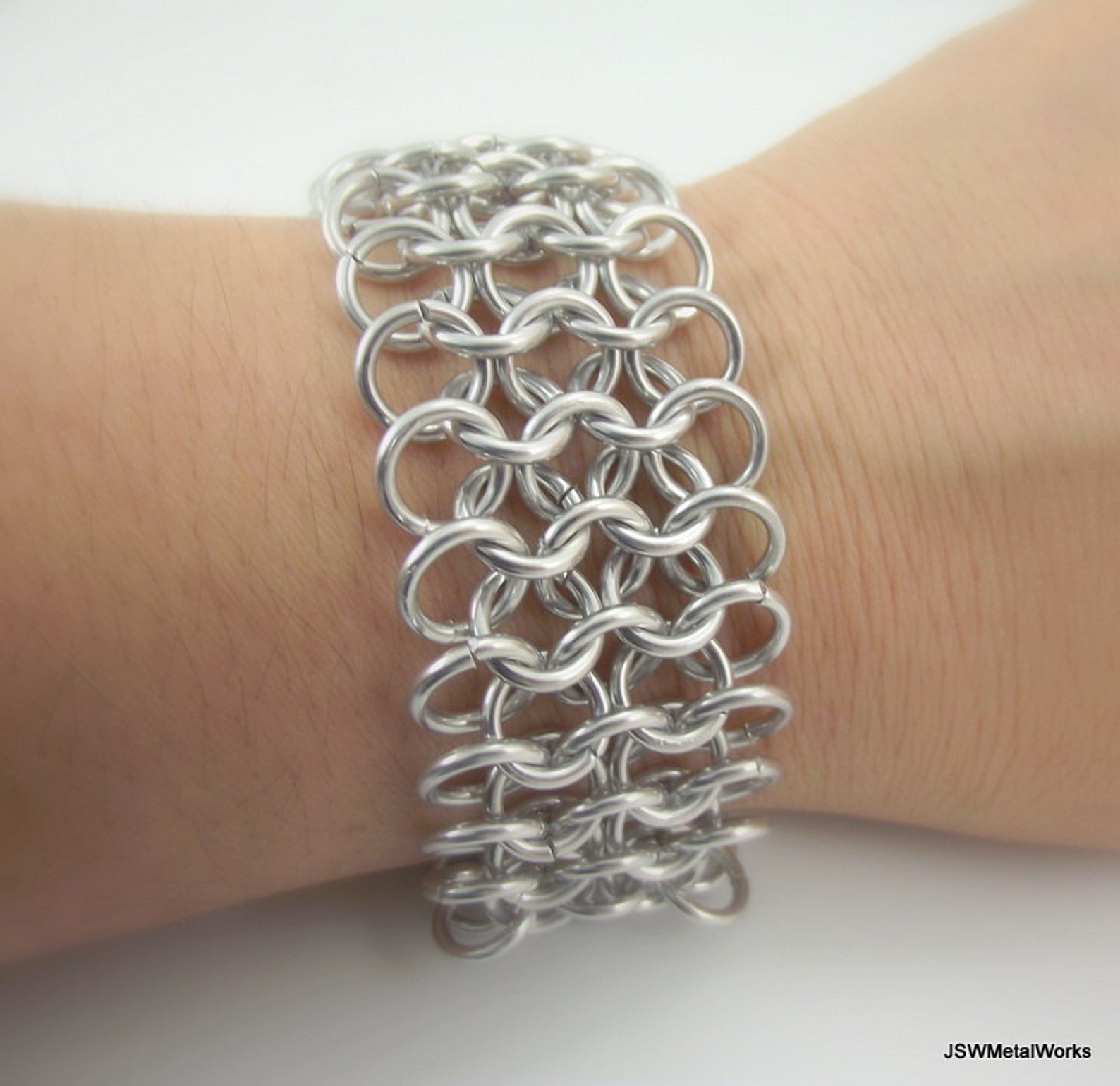 Bold Silver Aluminum Chainmail Cuff, Chunky Statement Chainmaille ...