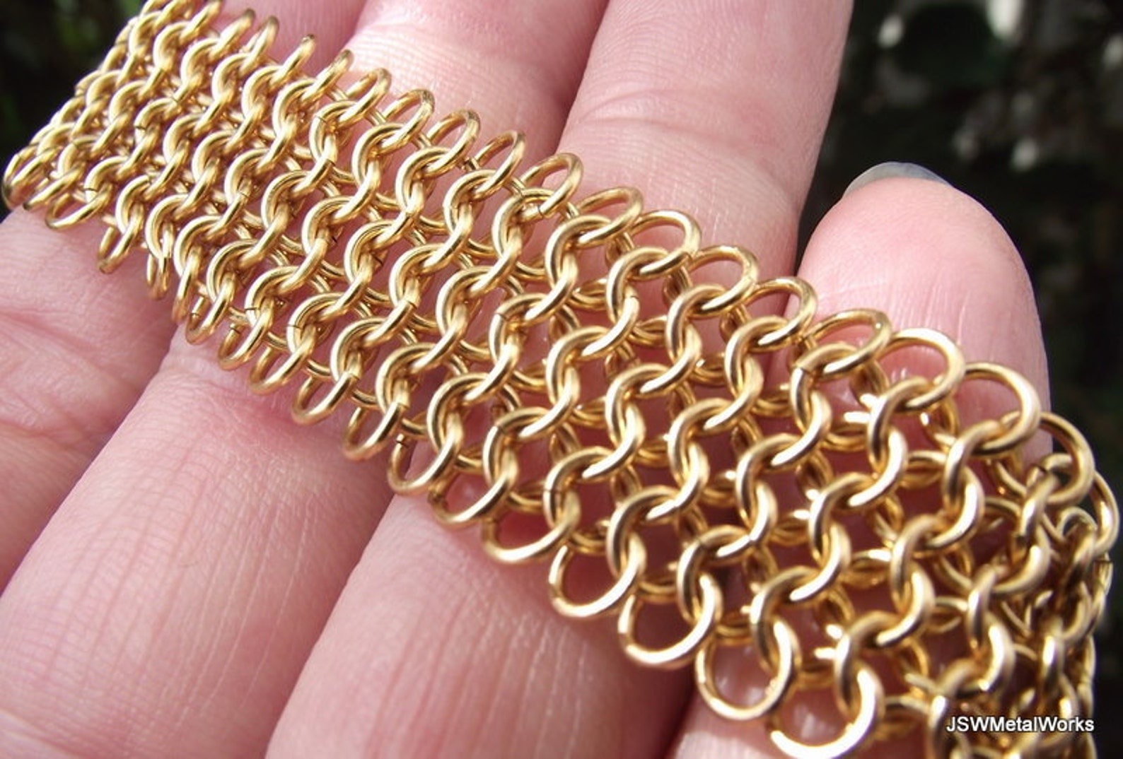 Handmade Brass European Chainmail Cuff Bracelet Brass | Etsy