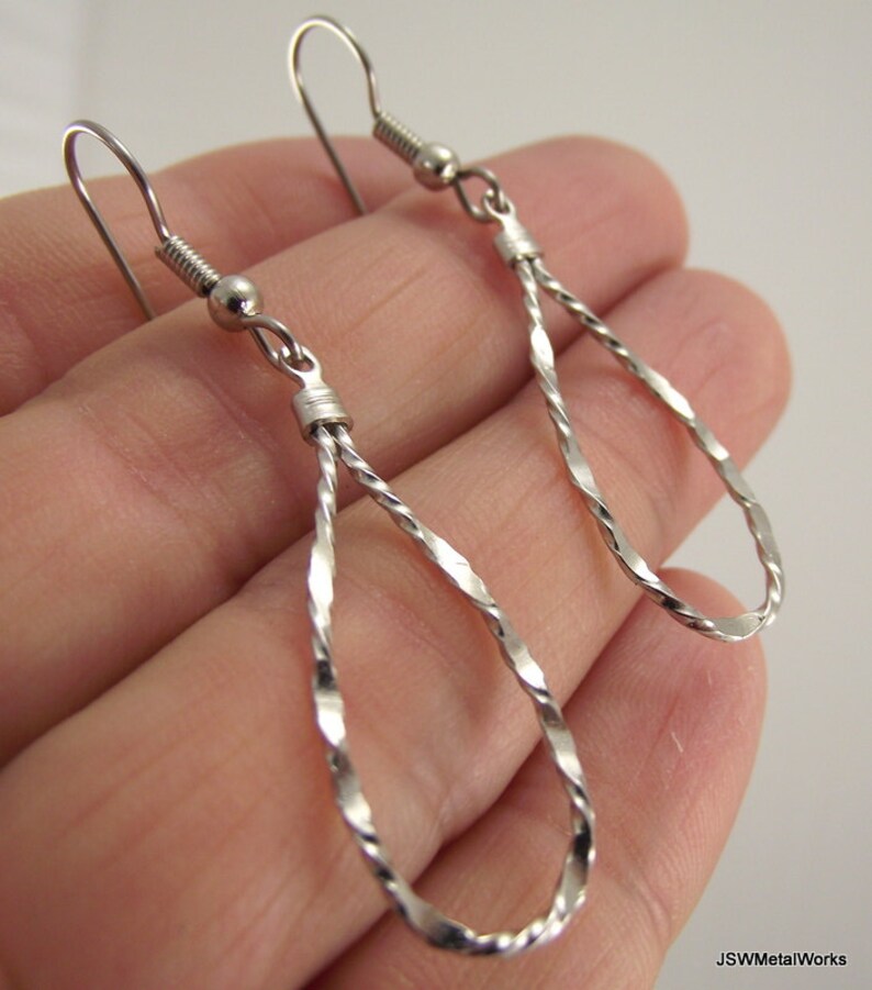 Twisted Silver Teardrop Earrings, Minimalist Jewelry, Valentine's Day ...