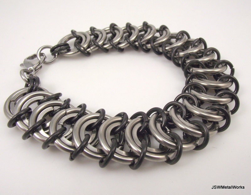 Unisex Stainless Steel King's Scale Chainmail Bracelet, Men's Bold ...