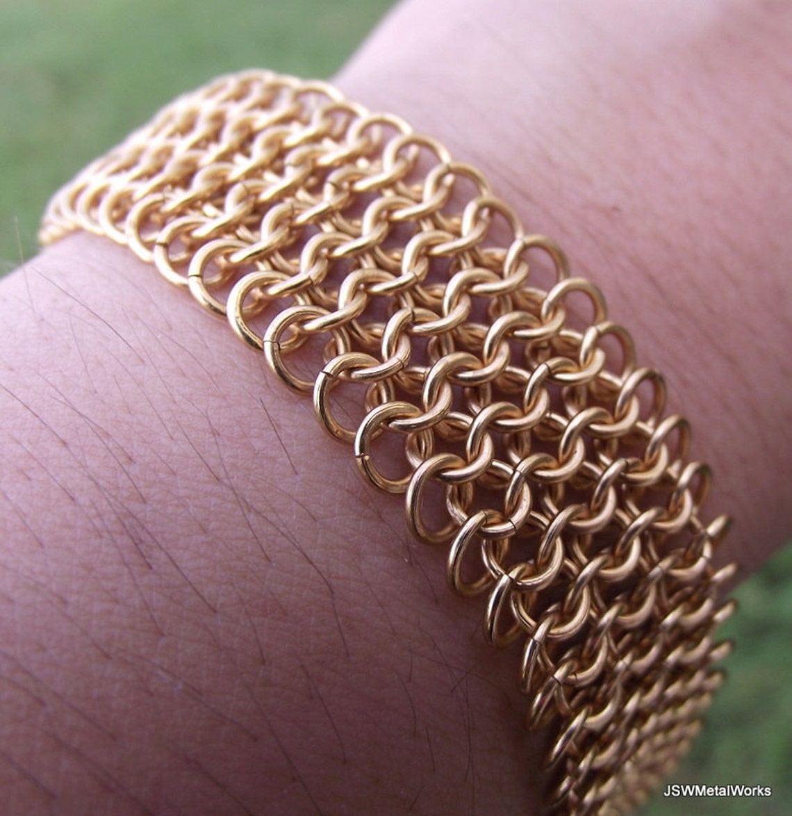 Handmade Brass European Chainmail Cuff Bracelet Brass | Etsy