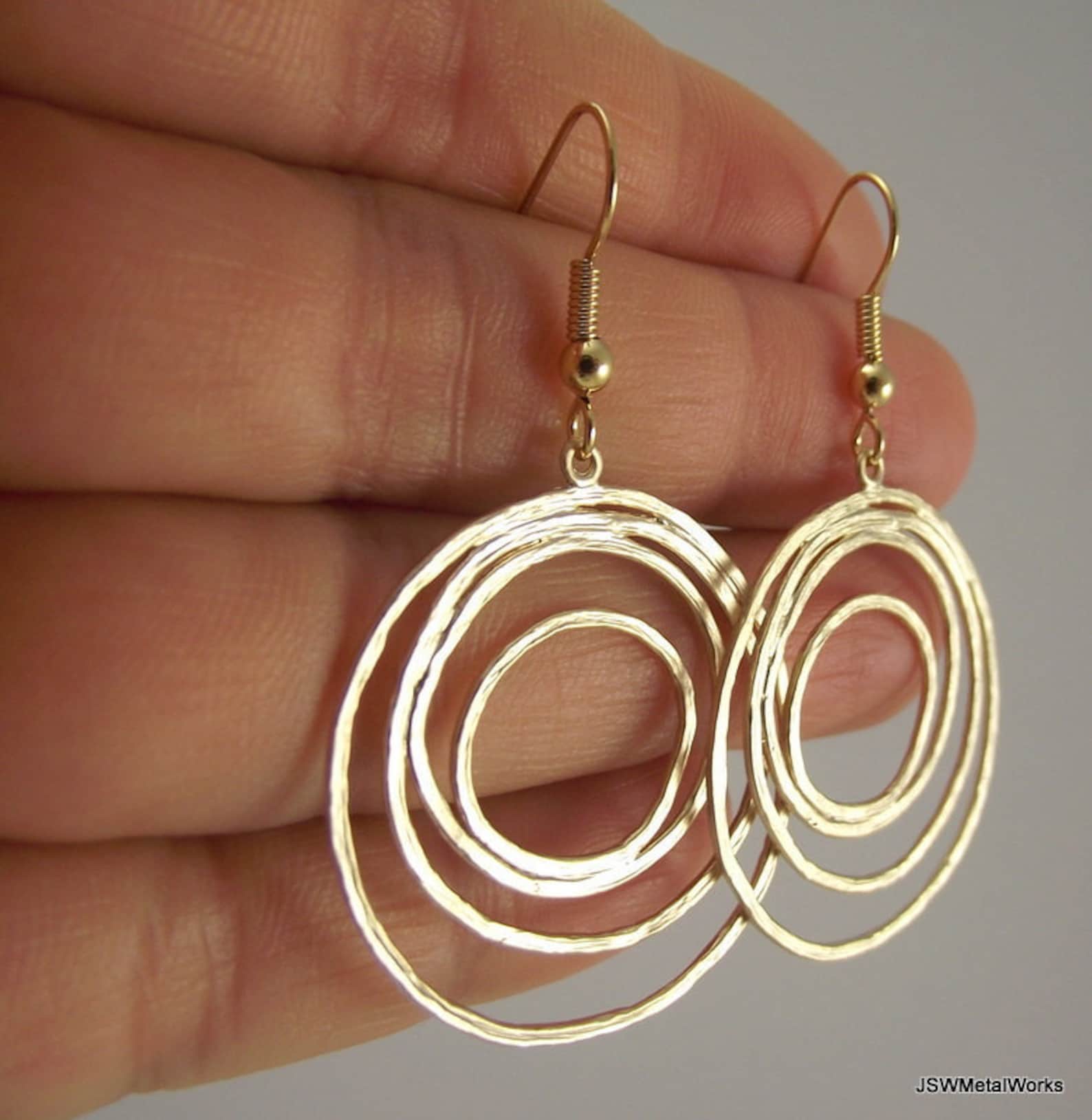 Gold Loopy Circle Earrings Organic Gold Bubble Earrings - Etsy