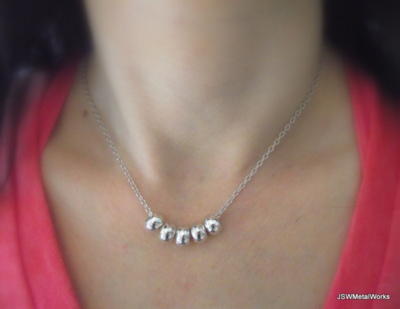 Beaded Silver and Stainless Steel Chain Necklace, Gift for Him for Her ...