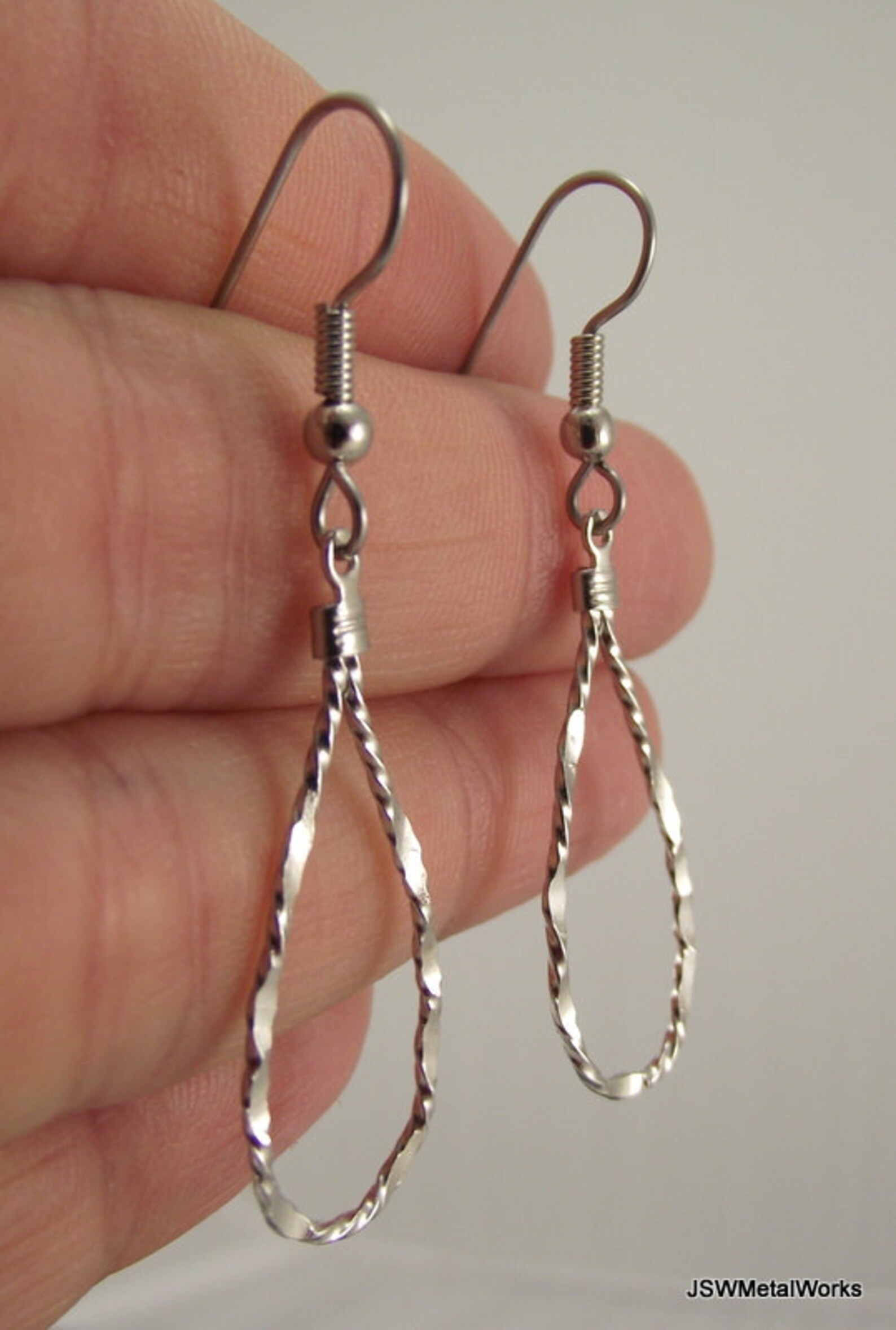Twisted Silver Teardrop Earrings, Minimalist Jewelry, Valentine's Day ...