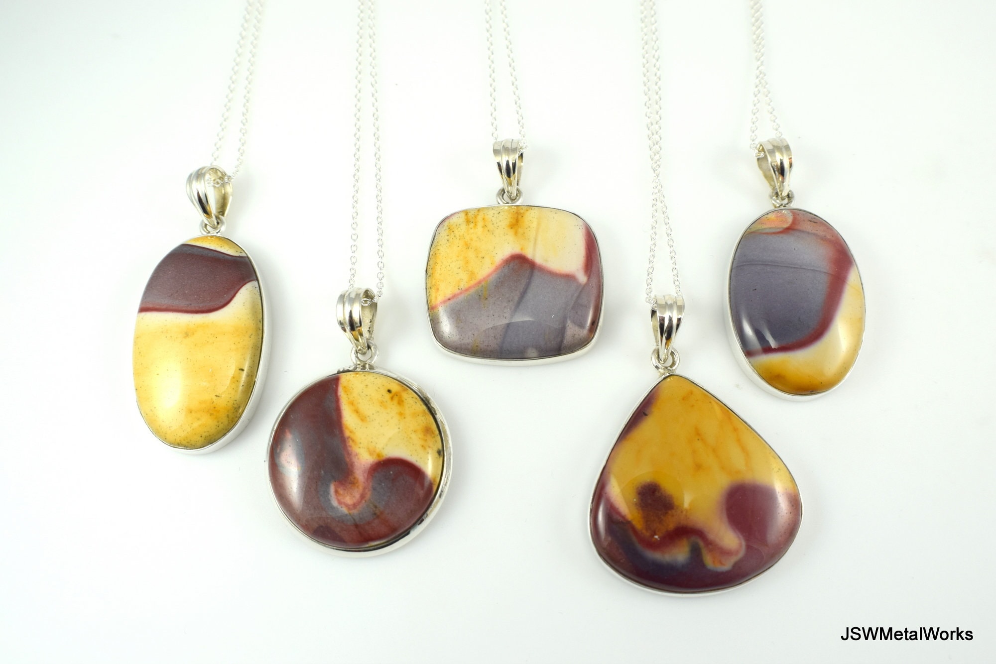 24 Inch Silver Mookaite Australian Jasper Pendant Necklace, Long ...