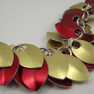 Red and Gold Shag Anodized Aluminum Bracelet Scalemail - Etsy