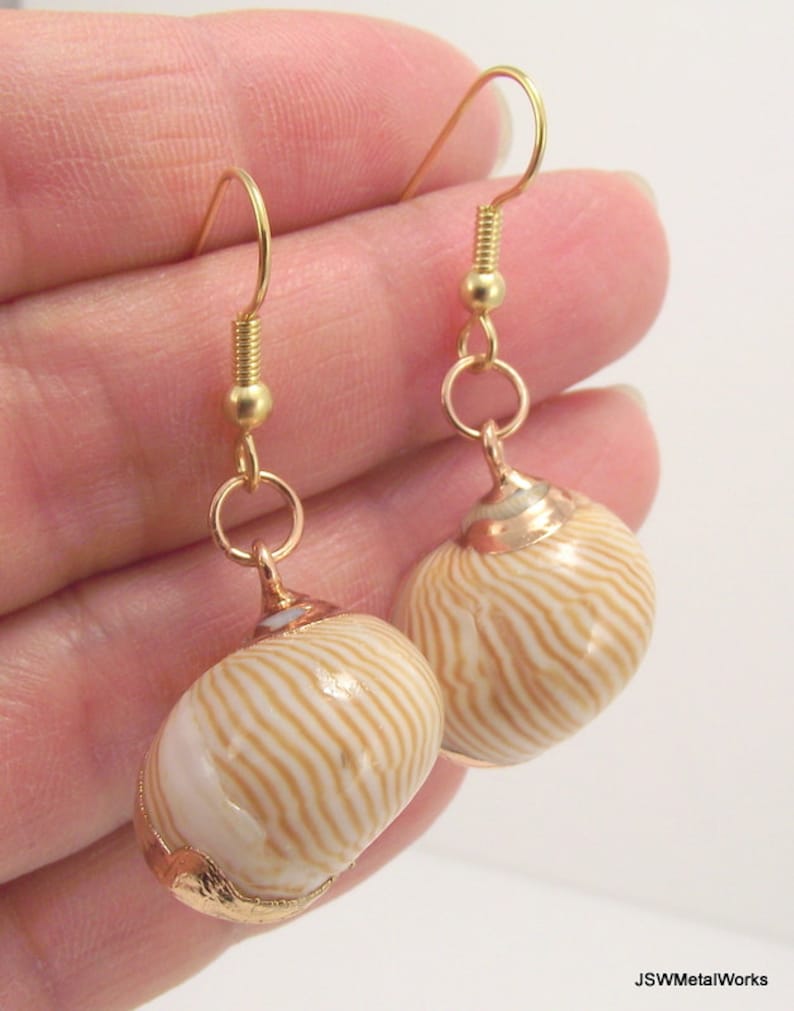 Gold Snail Shell Earrings Organic Beach Jewelry Gold Earrings | Etsy