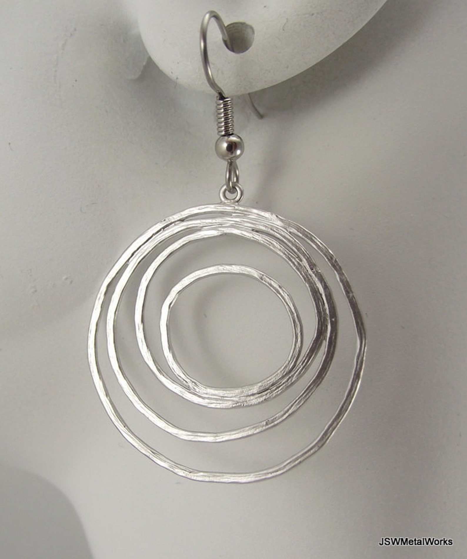 Silver Round Organic Loopy Earrings Wedding Bride Bridesmaid - Etsy