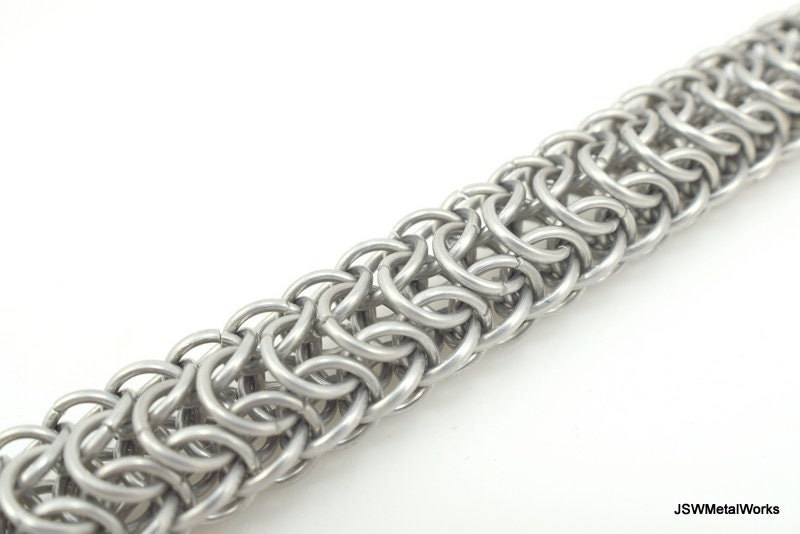 Large Chunky Silver Aluminum Dragonback Chainmail Bracelet | Etsy