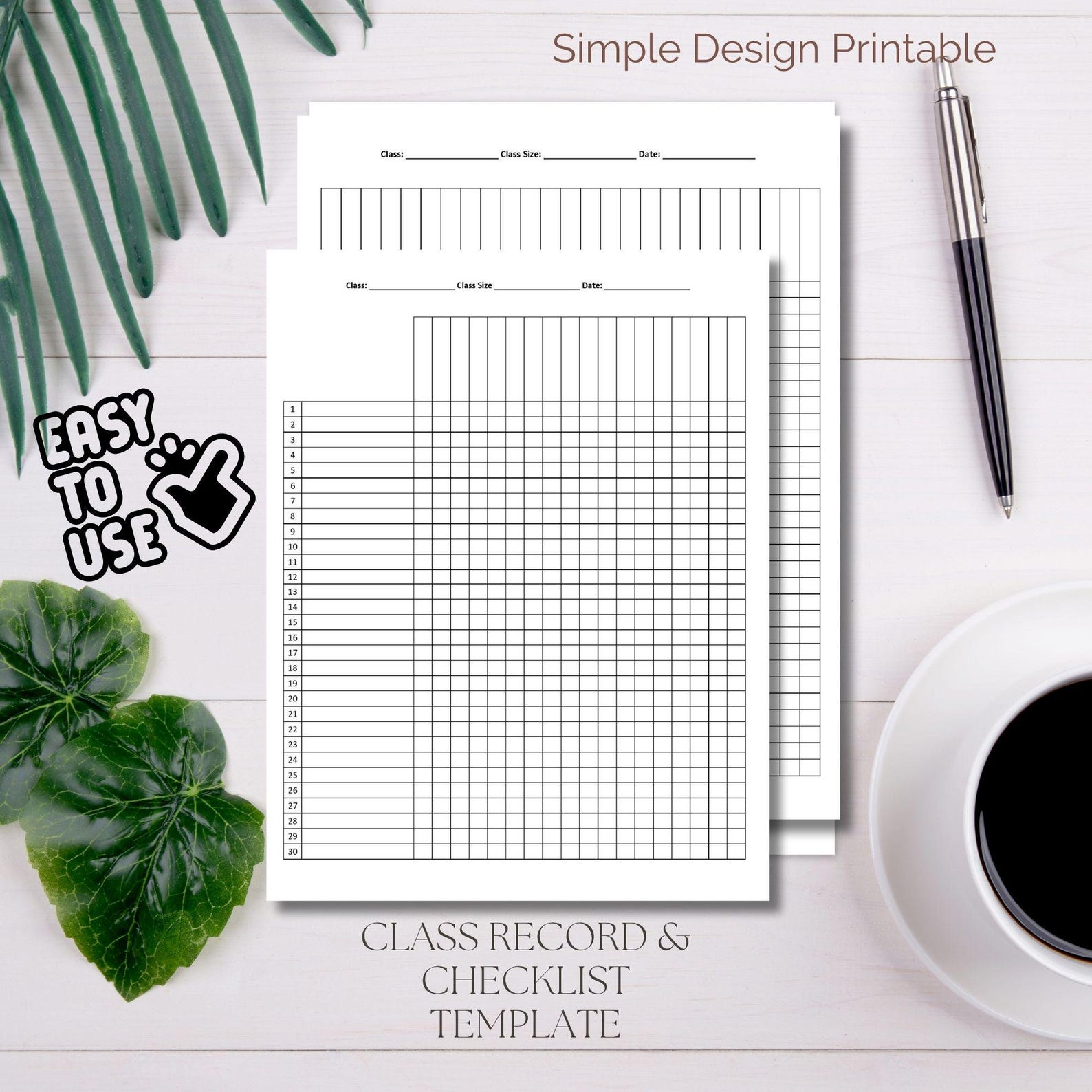 CLASS RECORD and CHECKLIST Template / Editable Fillable Printable ...