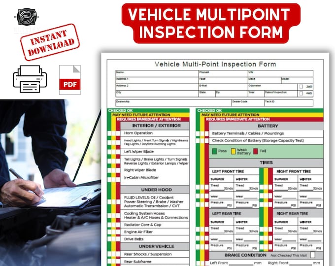 Visual Vehicle Inspection Report | Fillable PDF Multi-point Vehicle ...