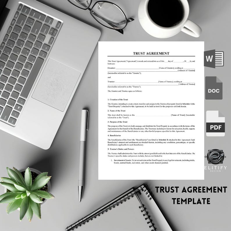 Trust Agreement Template. Editable, Fillable, Printable Document ...