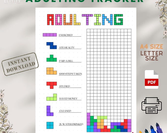 Adulting Tracker - PRINTABLE Journal Page - Monthly Tracker - Fun Habit ...