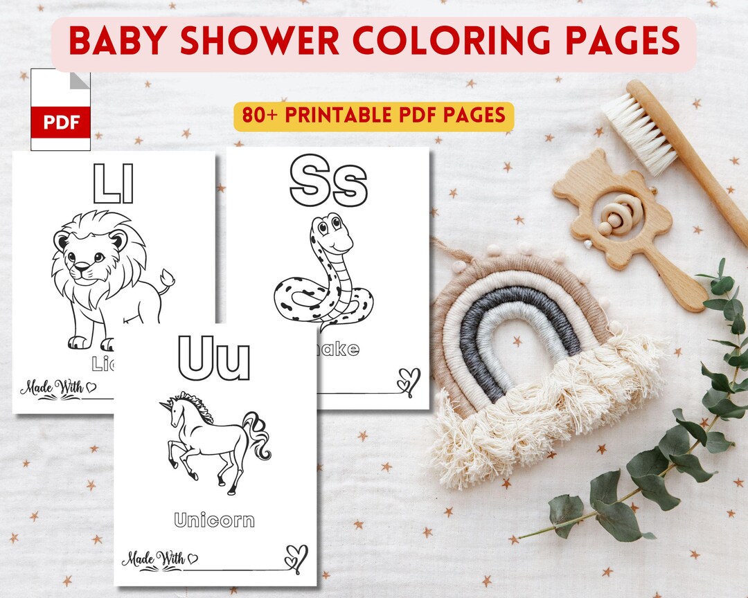 84 Pages ABC Baby Shower Coloring Book, Baby's First ABC Book, Baby ...