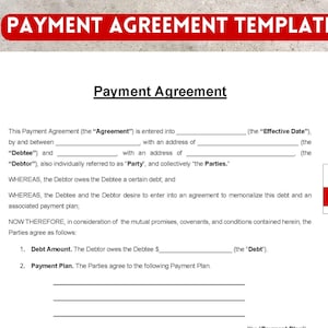 Payment Agreement Template. Payment Contract Template / Fillable, Editable, Printable Format ...