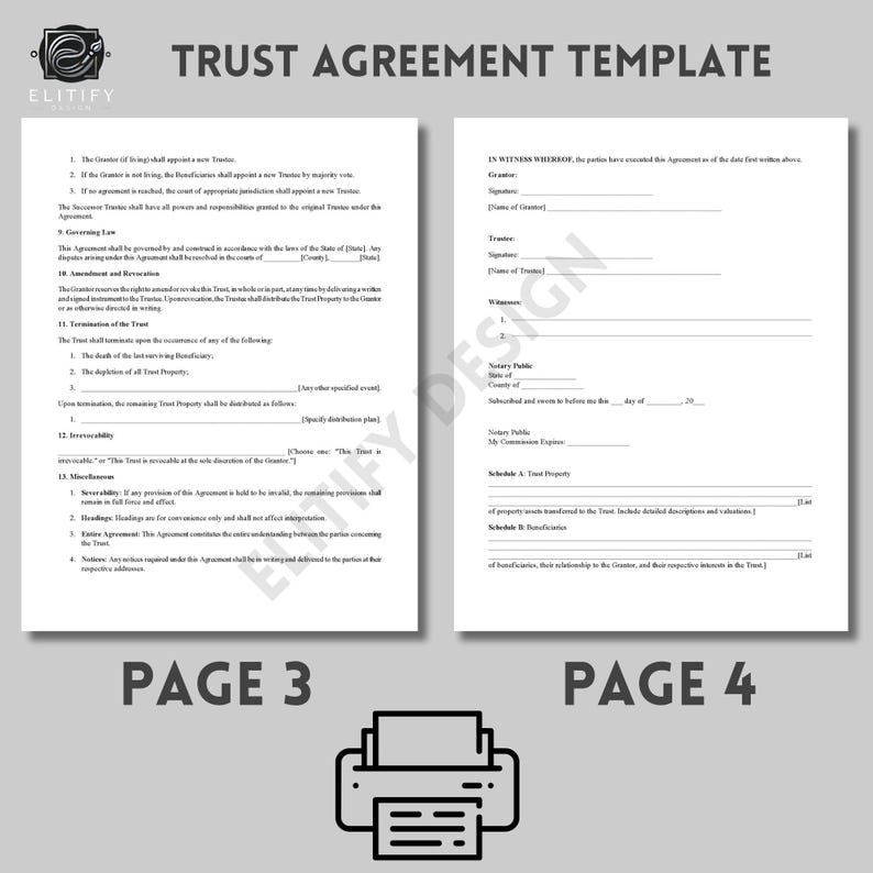 Trust Agreement Template. Editable, Fillable, Printable Document ...