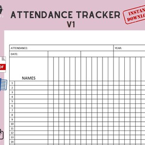 Attendance Tracker Template: Editable Class Record (digital Download ...