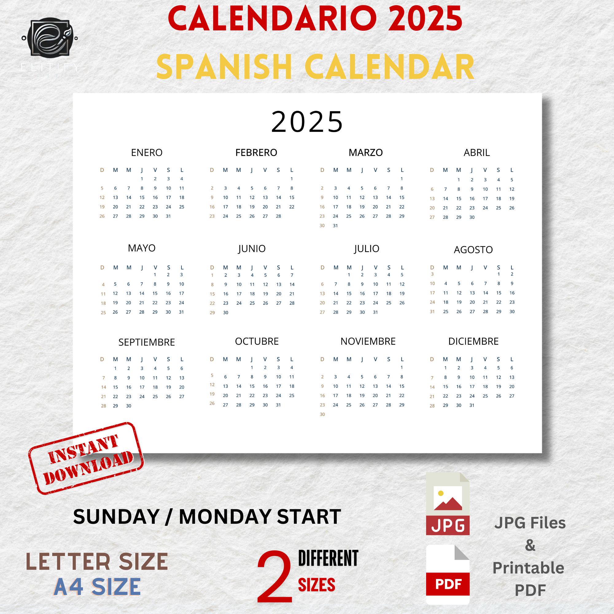 Calendario 2025 En Español, Calendario 2025 En Español, Spanish 2025 ...