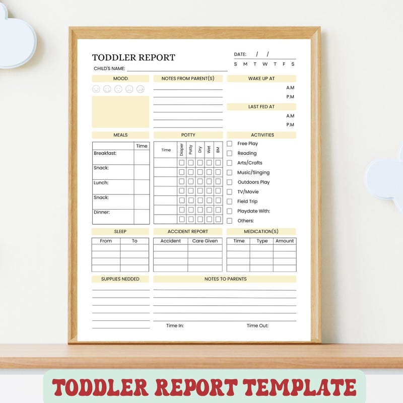 Toddler Daily Report - Etsy