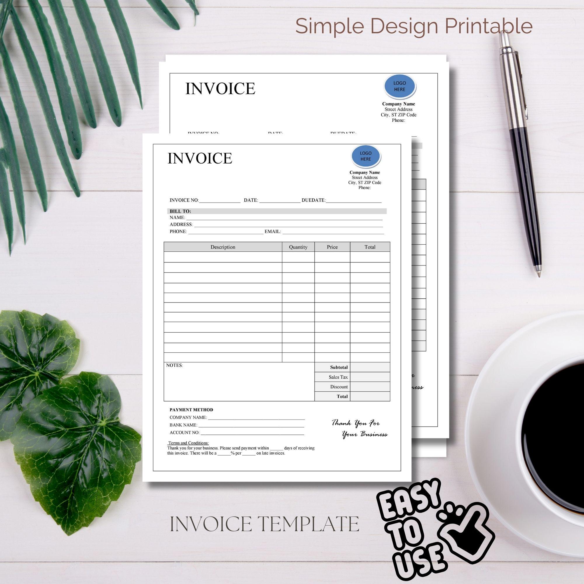 INVOICE TAMPLATE Editable / Fillable Format. Custom Invoice Form ...