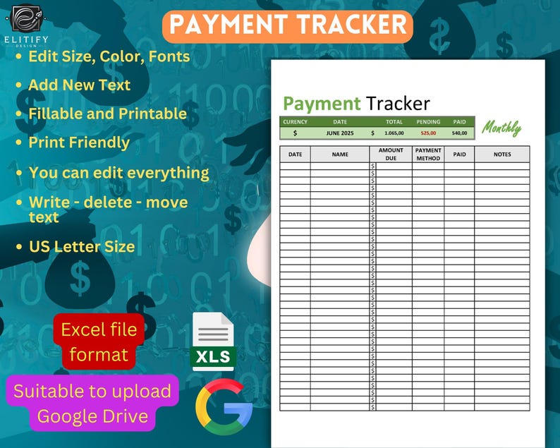 Excel Monthly Bill Tracker. Printable and Fillable on Excell. Bill ...