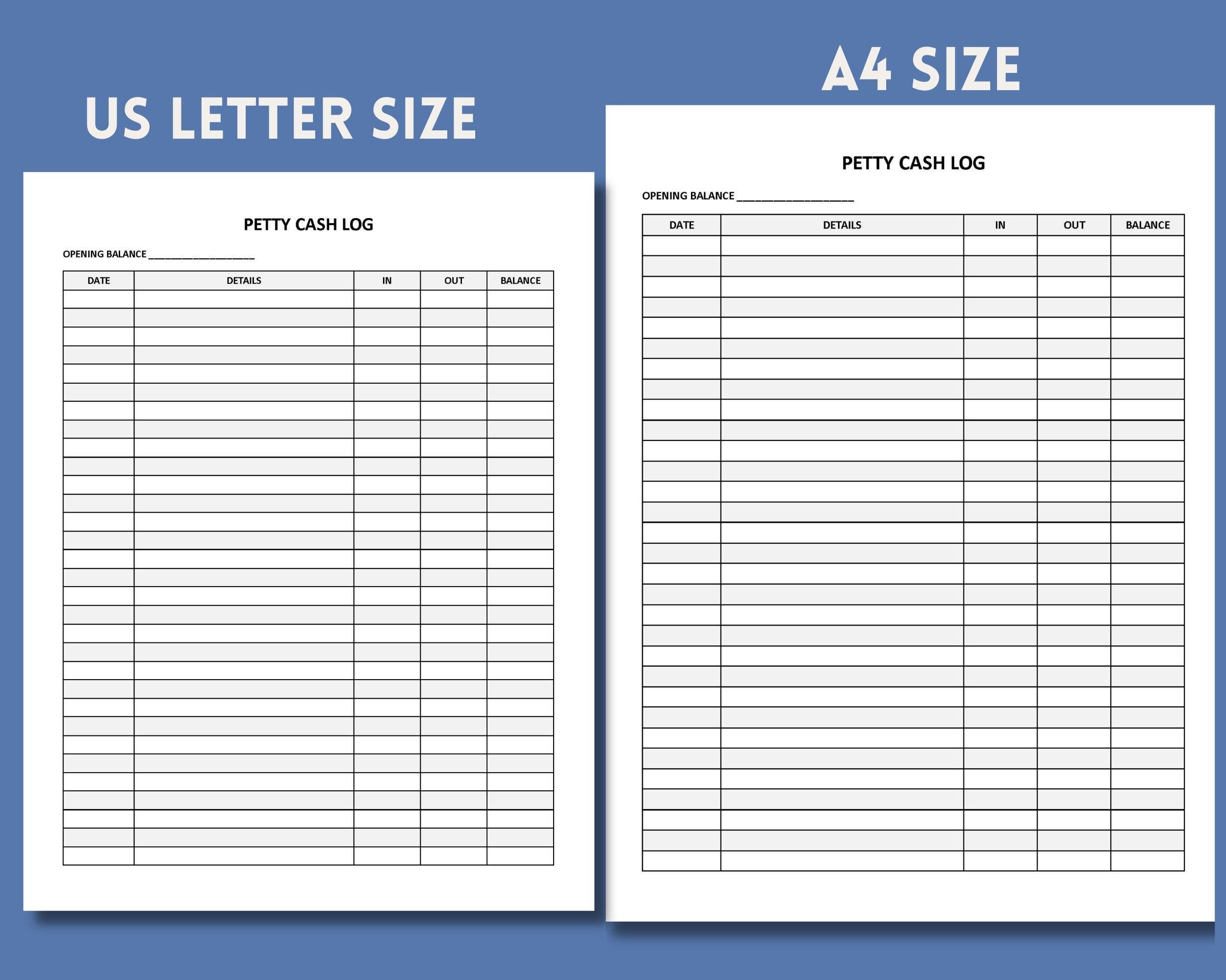 Petty Cash Log Sheet, Money Tracker. Expense Tracker. Printable and ...