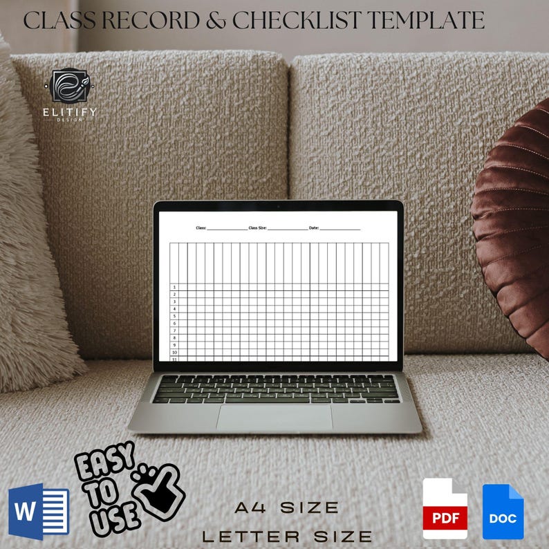 Editable Class Record Checklist Template: Fillable PDF, Word, Google ...