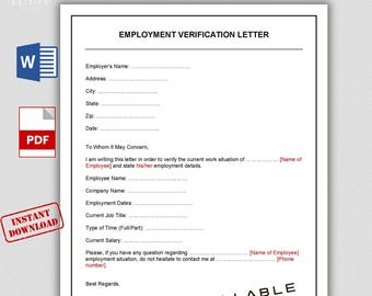 Employment Verification Letter Template. Employment Verification Letter ...