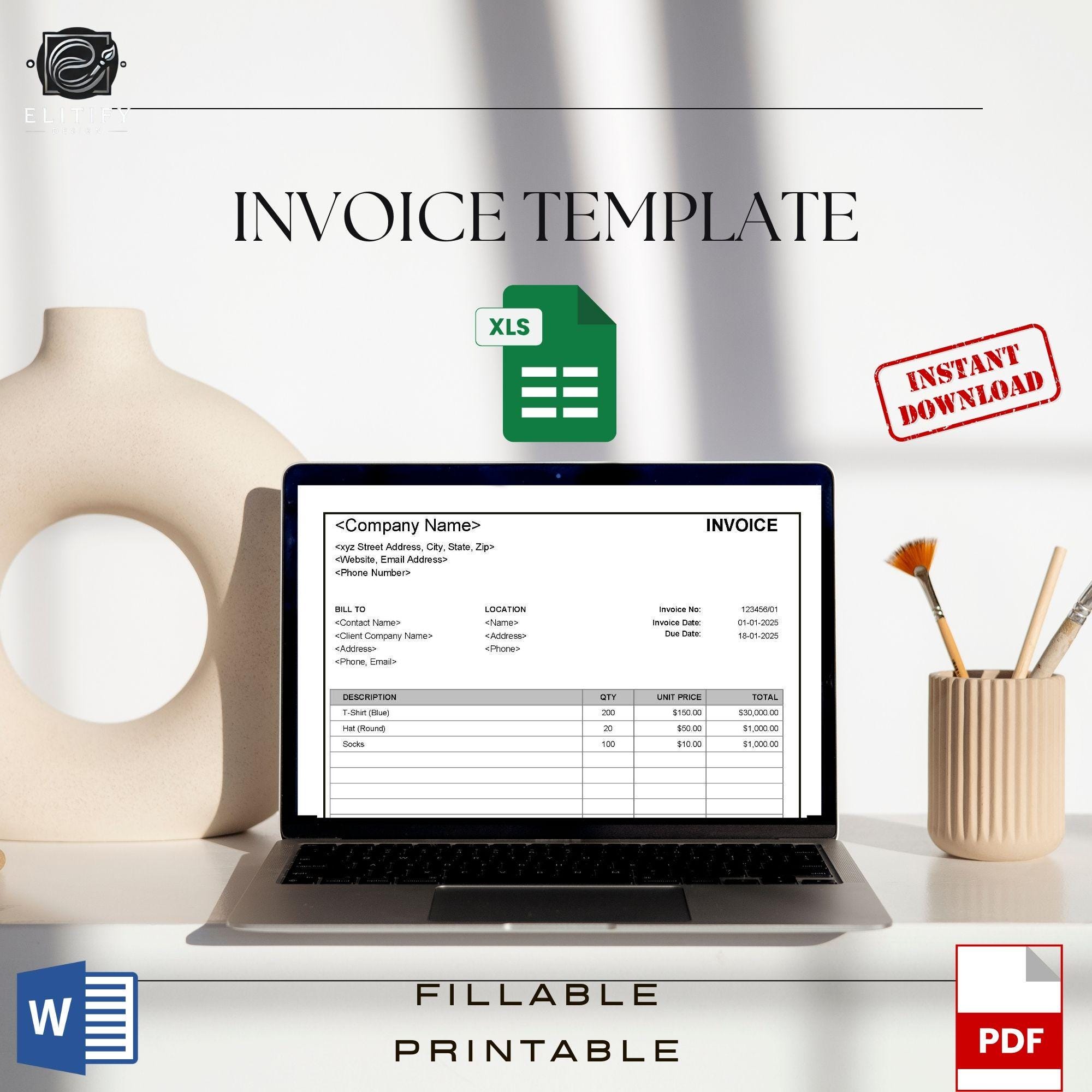 Invoice Template Editable.both in Excell and Word Format. Custom ...