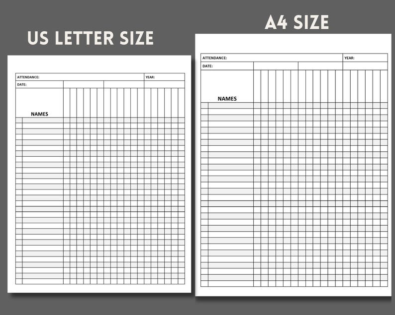 Attendance Tracker Template: Editable Class Record (digital Download ...