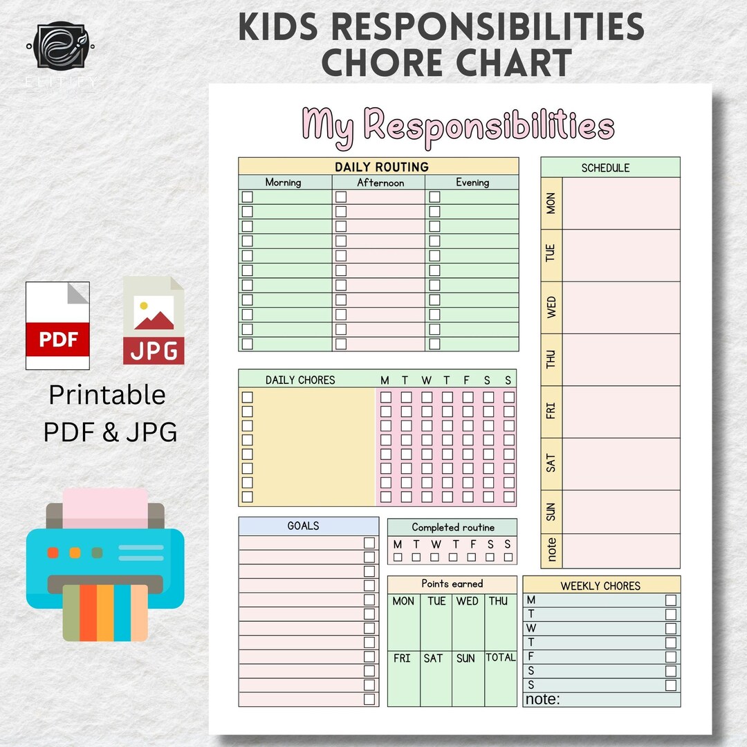 Chore Chart for Kids. Kids Responsibilities Cart. Kids Chores, to Do ...