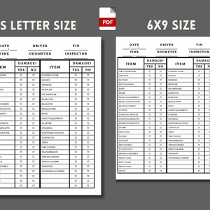 Vehicle Inspection Check List Template, Printable PDF File. Instant ...