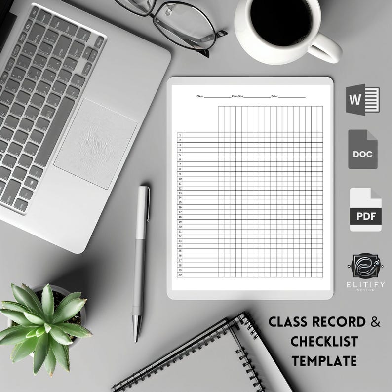 CLASS RECORD and CHECKLIST Template / Editable Fillable Printable ...