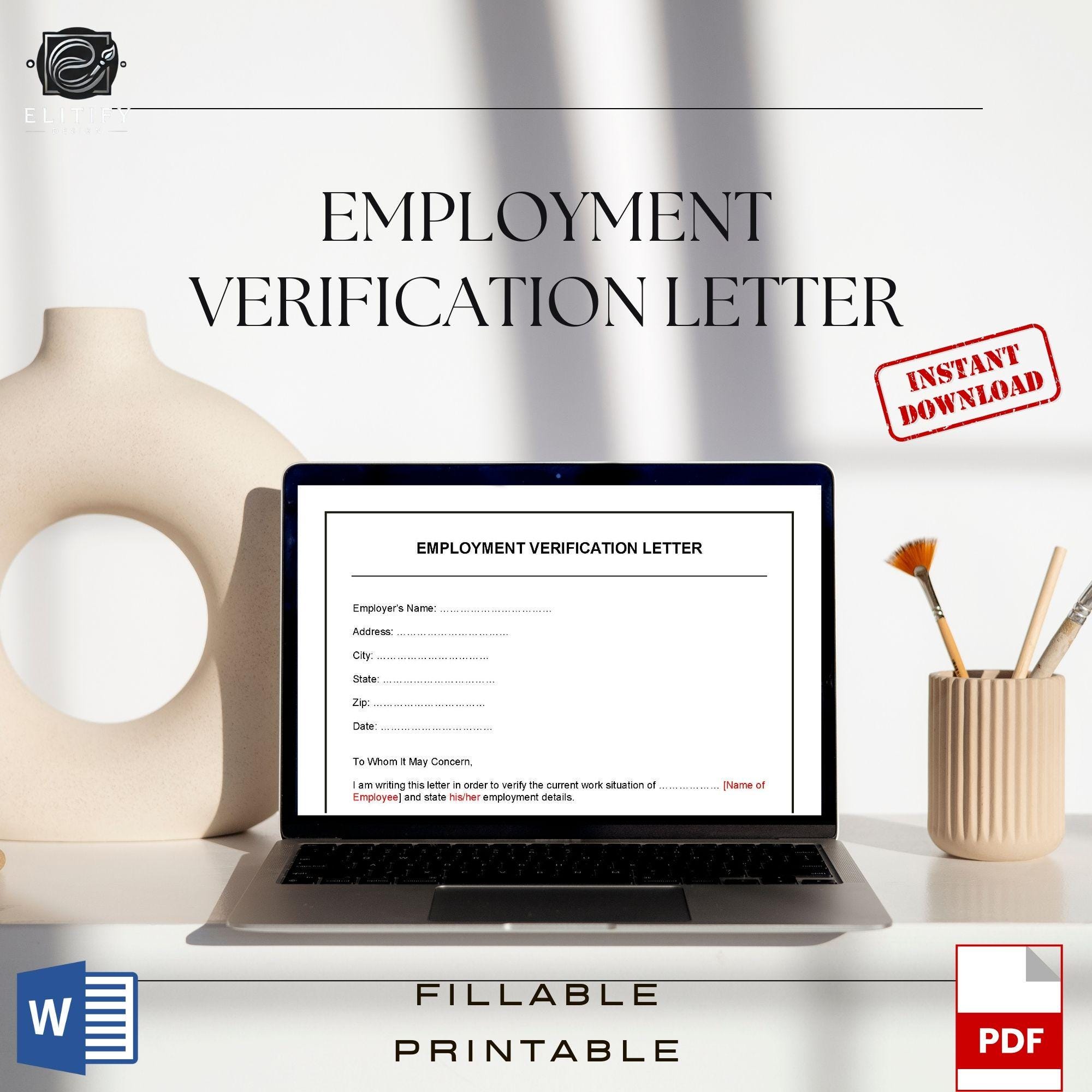 Fillable Employment Verification Letter Template. Employment ...