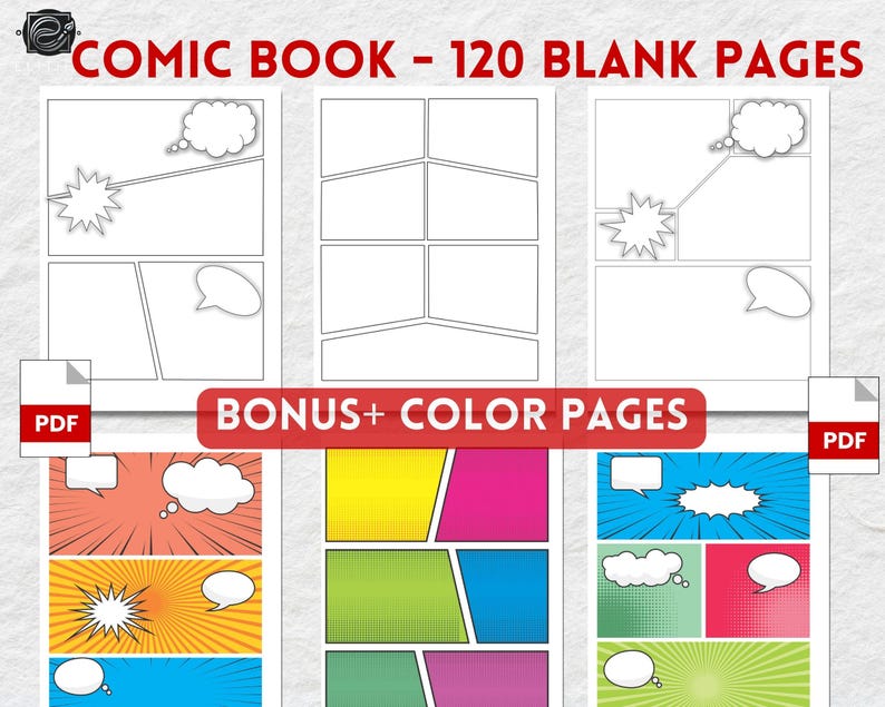 Blank Comic Book Template, 120 Pages + Color Pages (printable PDF) - Etsy
