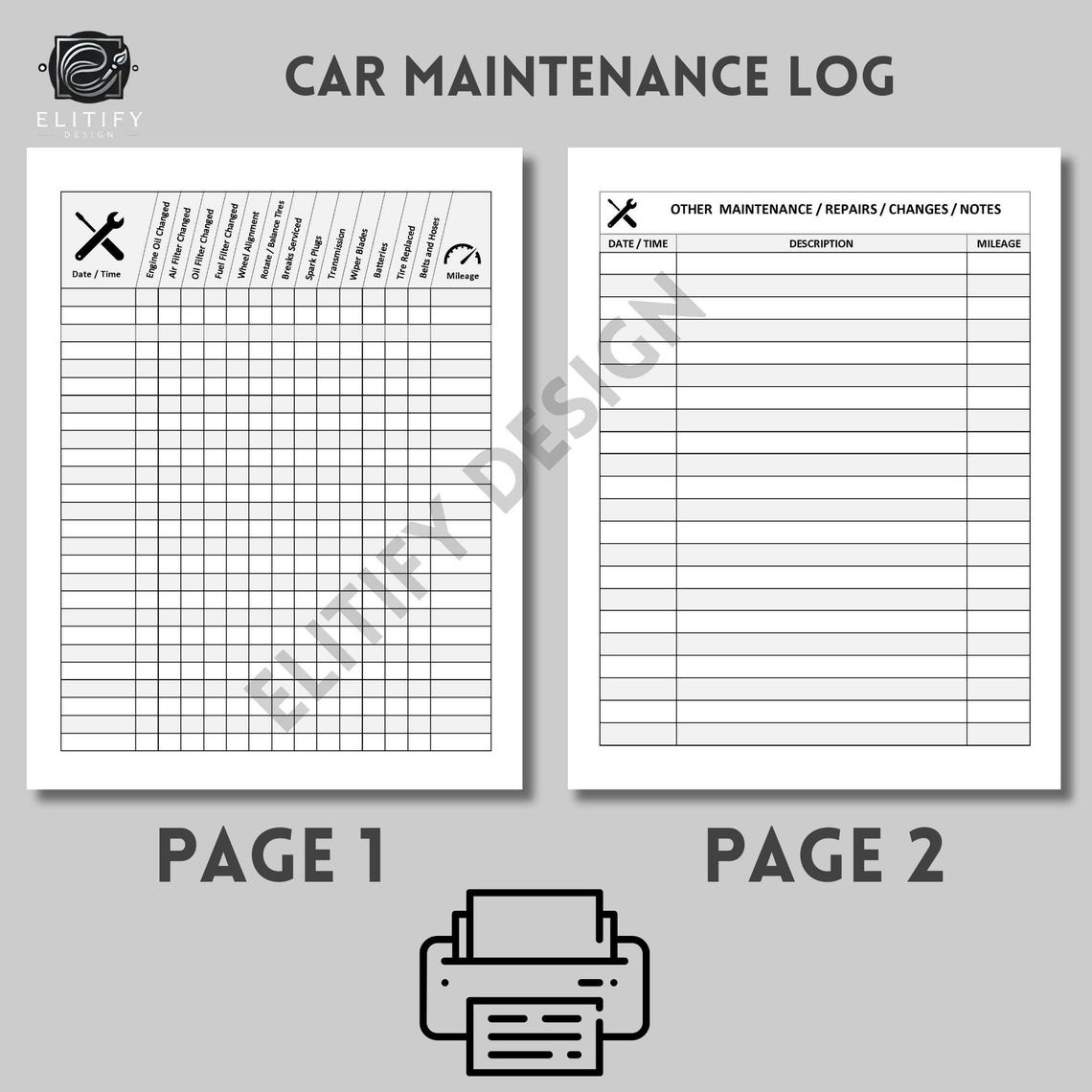 Printable Vehicle Maintenance Log, Car Repair Tracker (PDF Instant ...