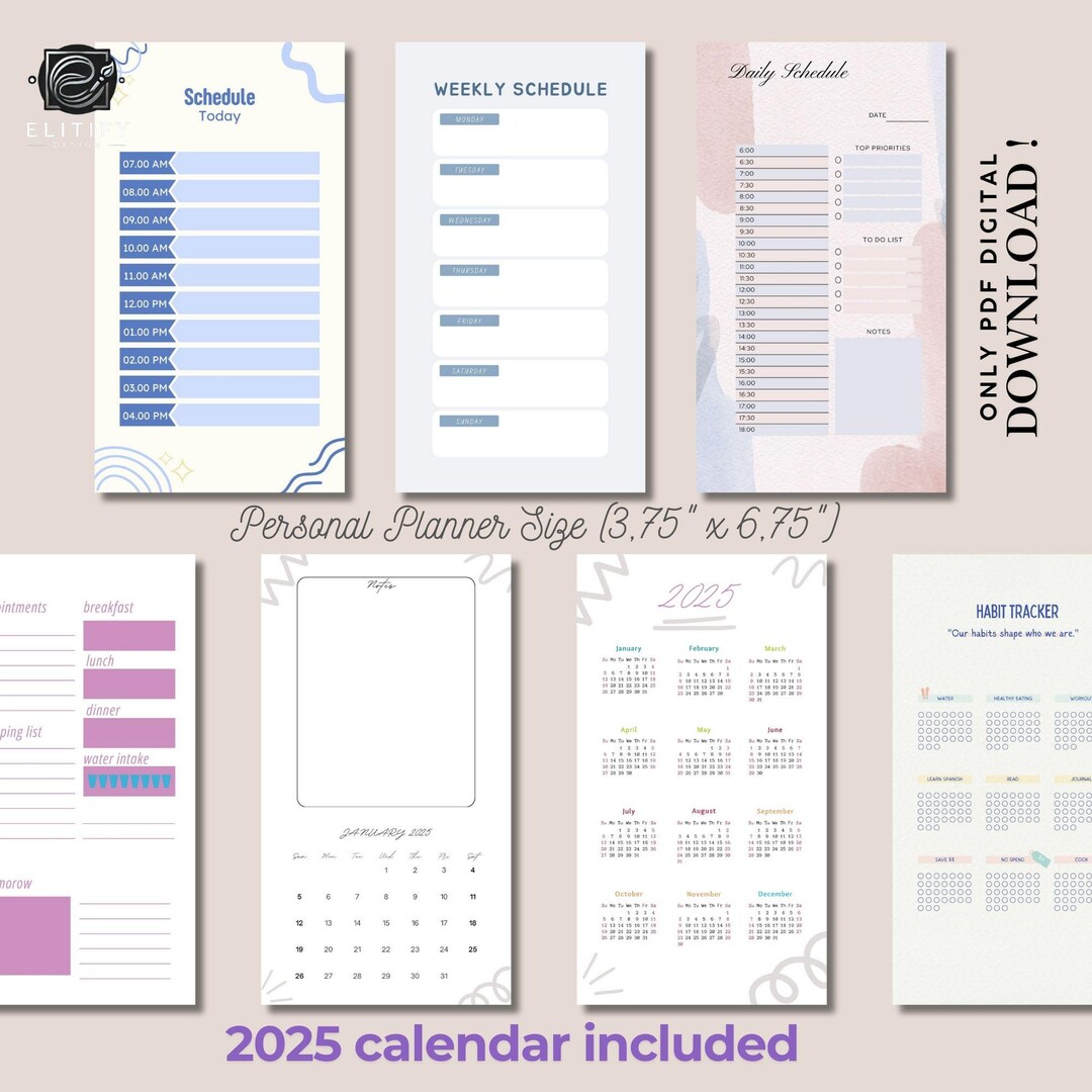 Personal Rings Planner Printable: Weekly Schedule, 2025 Calendar (PDF ...