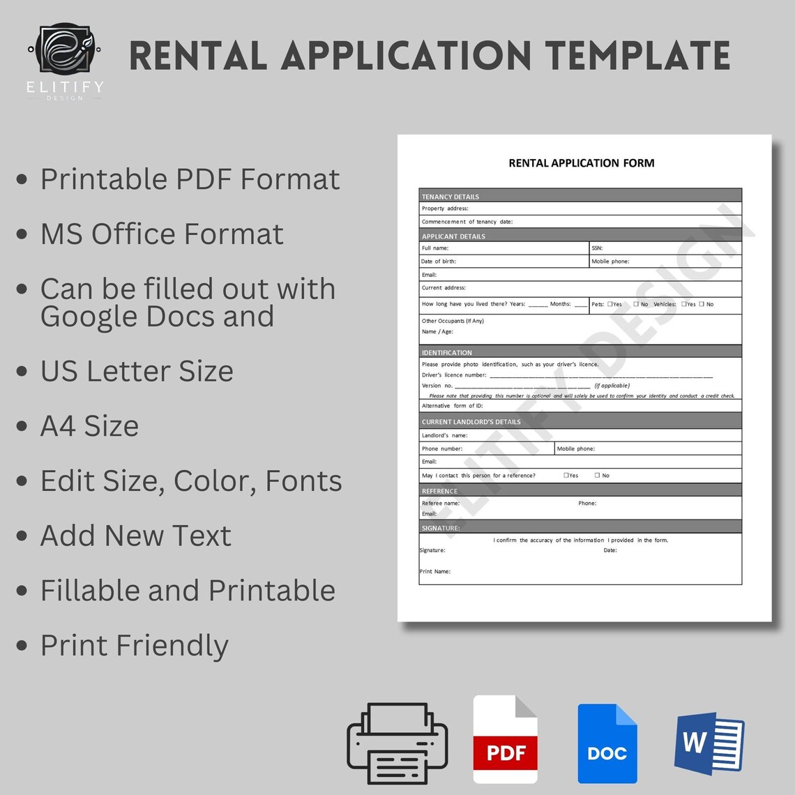 RENTAL APPLICATION TEMPLATE / Tenant Rental Application, Lease ...